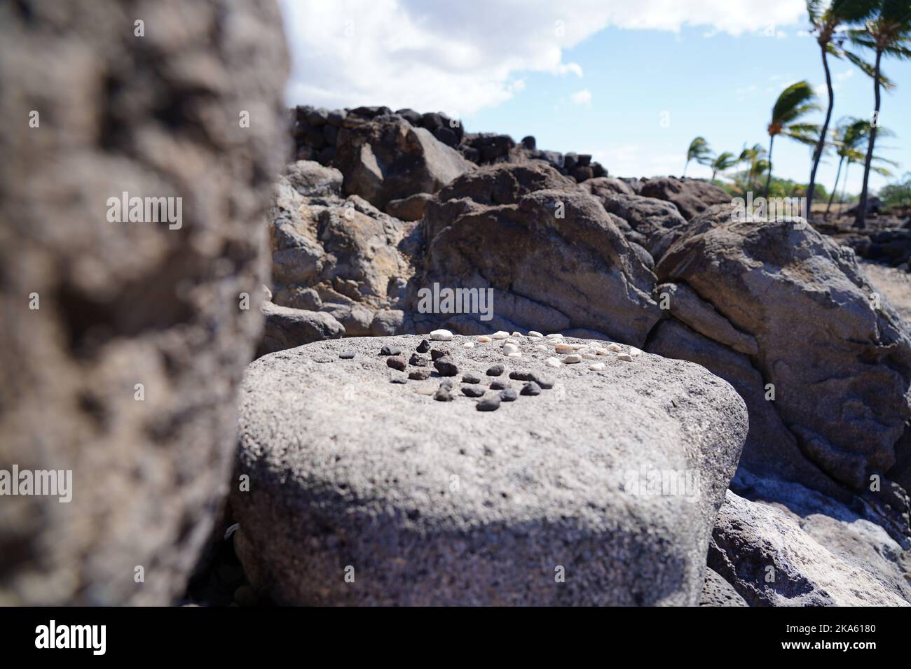Ancient board game on Big Island Hawaii Stock Photo - Alamy