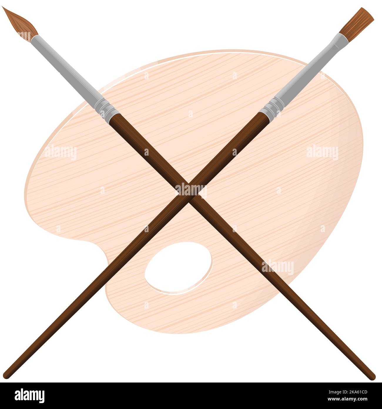 Vector design Paint palette and brushes, plastic arts tool Stock Vector ...