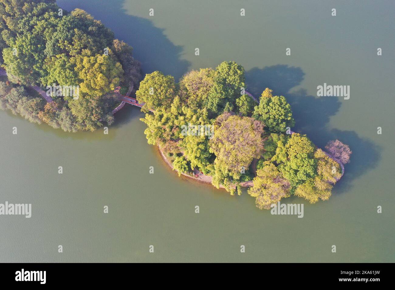 Aerial photos show the beautiful autumn scenery of Nianjia Lake in ...
