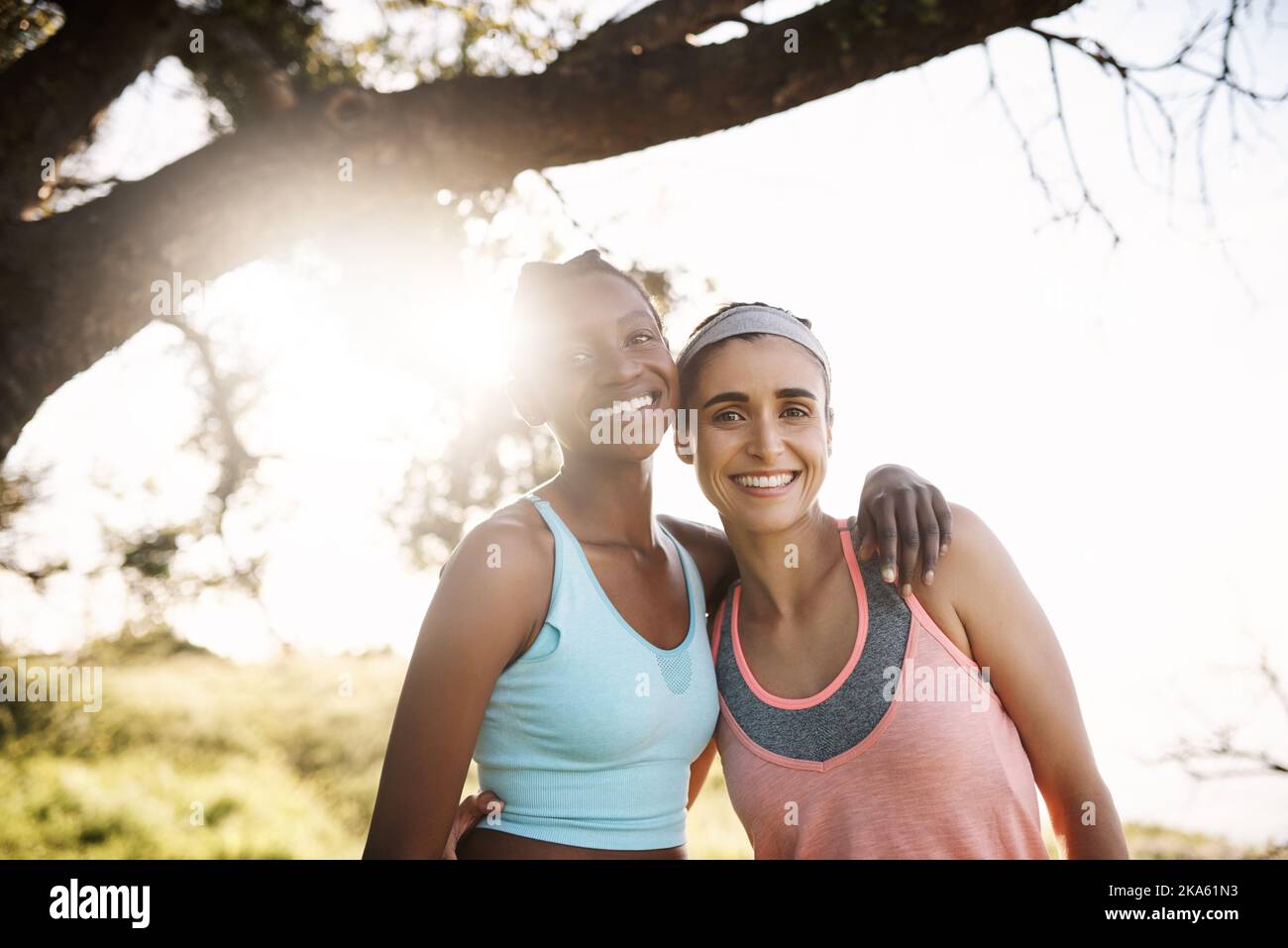 Working out is easier when we do it together. two friends out ...