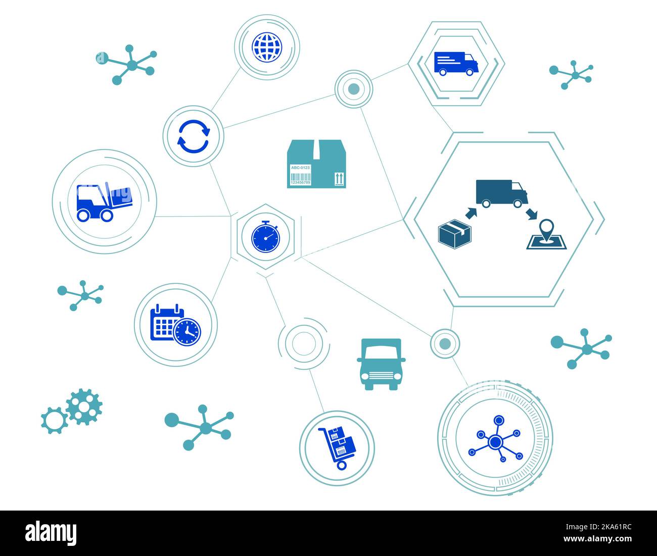 Concept of delivery with connected icons Stock Photo - Alamy