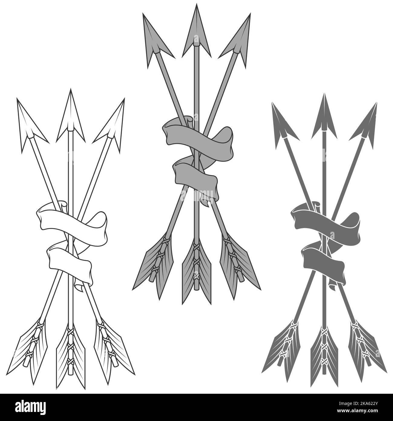 Vector Design of Three Arrows Wrapped in Ribbon, Arrows wrapped in ...