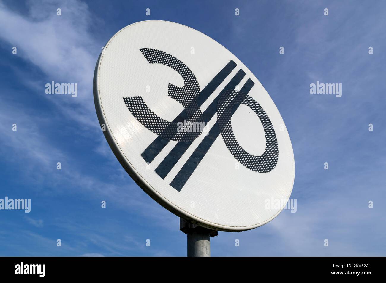 Dutch road sign: end of 30 km/h speed limit Stock Photo - Alamy