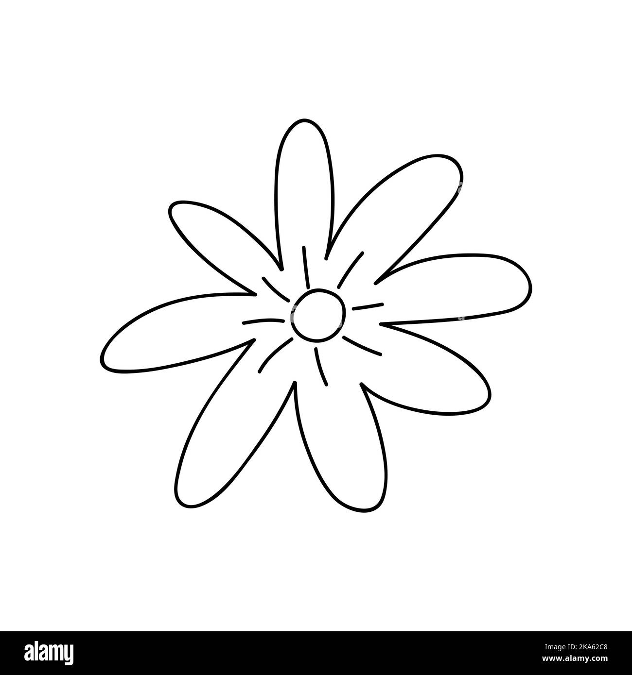 Cute doodle flower isolated on white background. Vector hand-drawn ...