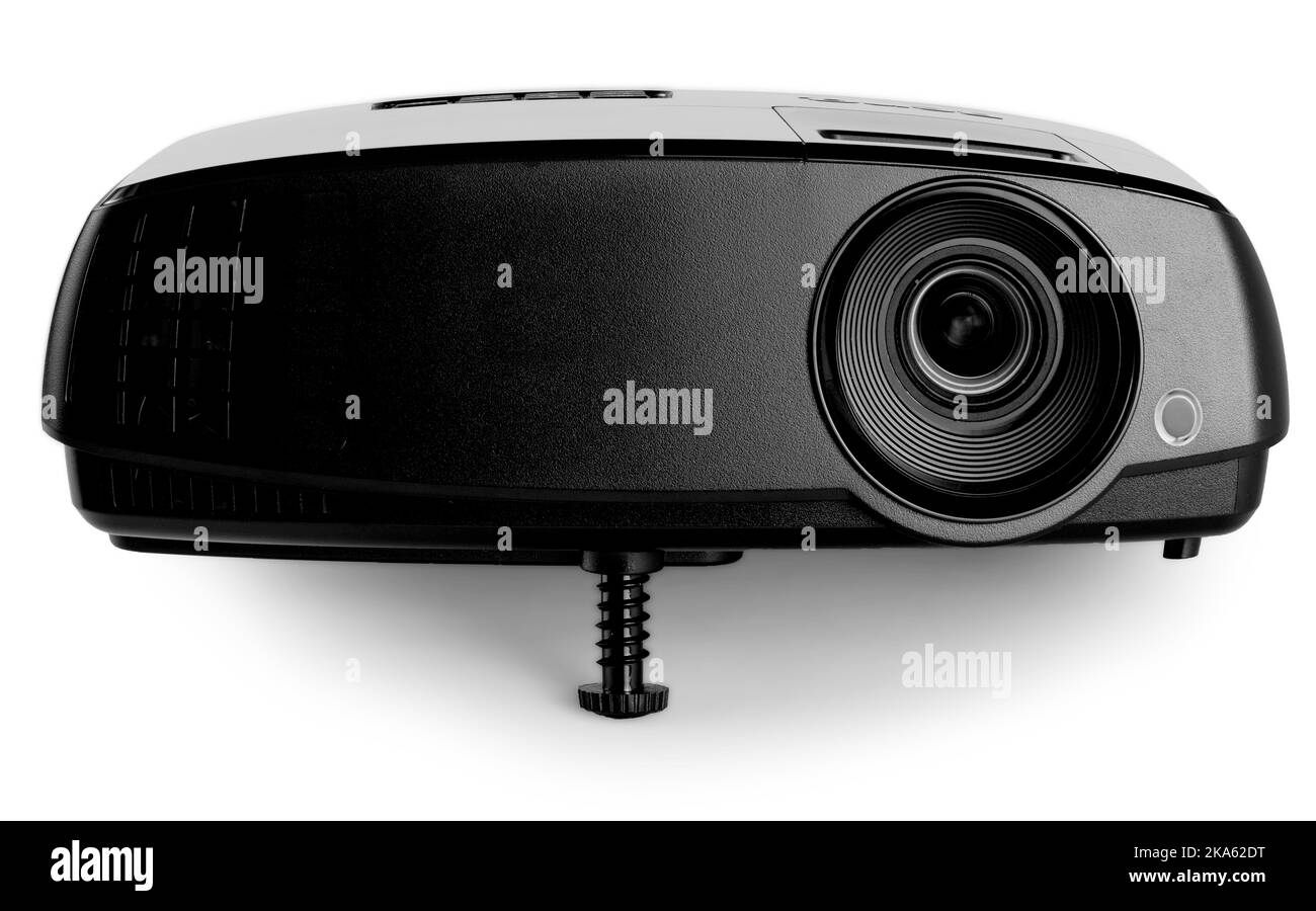 The black blue multimedia projector on white background Stock Photo - Alamy