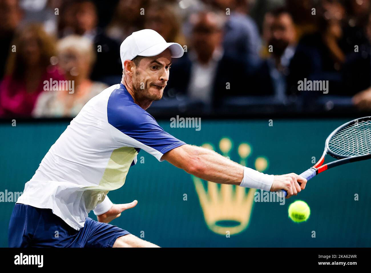 Paris, France - October 31: Andy Murray of England plays a backhand ...