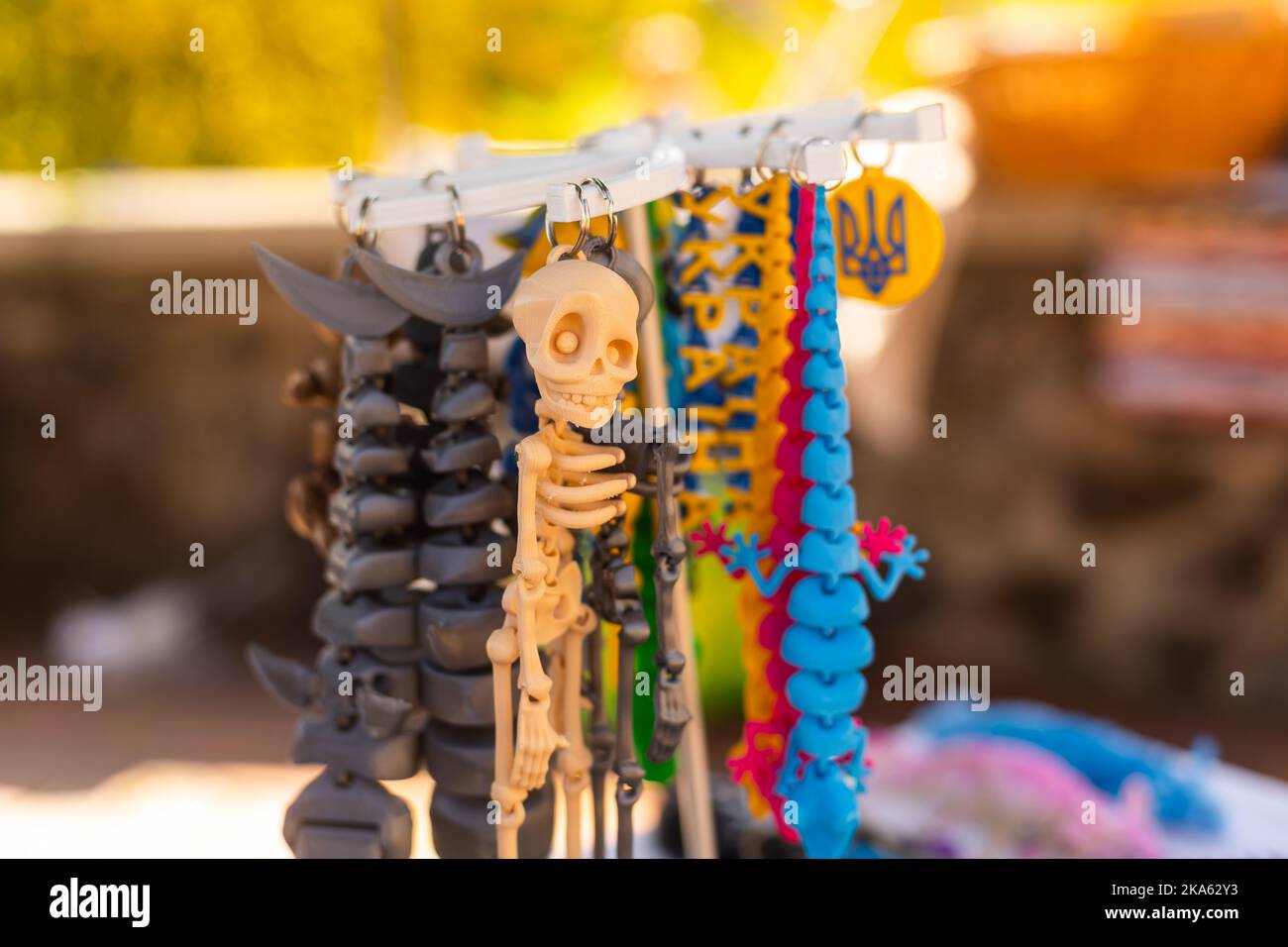 Human skeleton keychain close up Stock Photo - Alamy