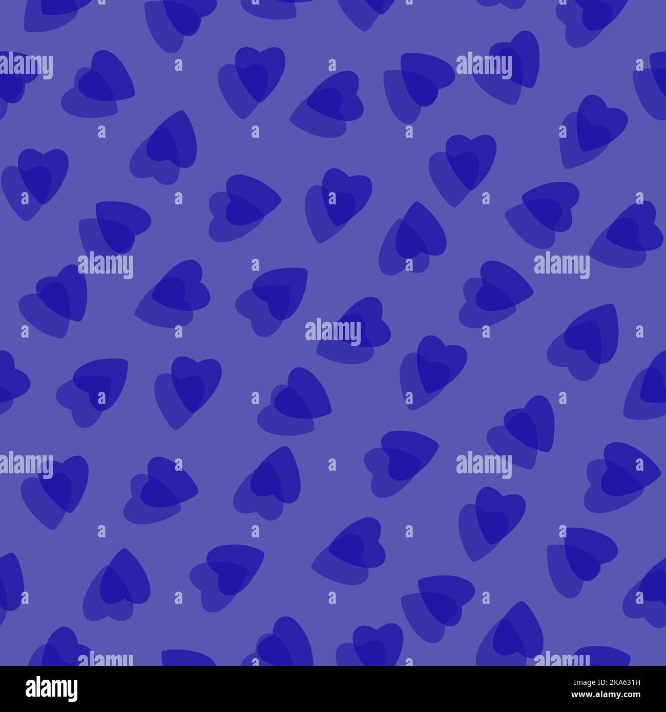 Simple blue hearts seamless pattern chaotic on lilac background made of ...