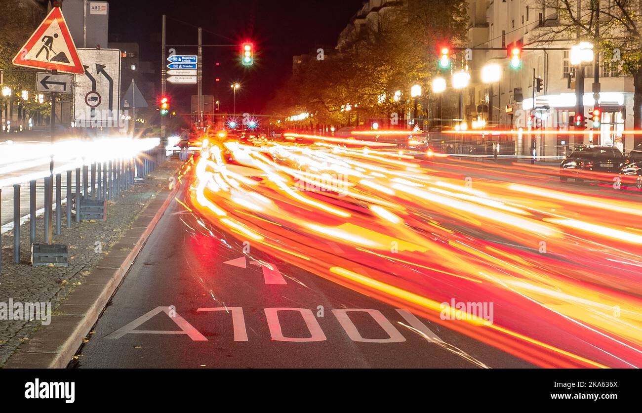 Berlin, Germany. 31st Oct, 2022. "A100" is written on the turn lane to ...