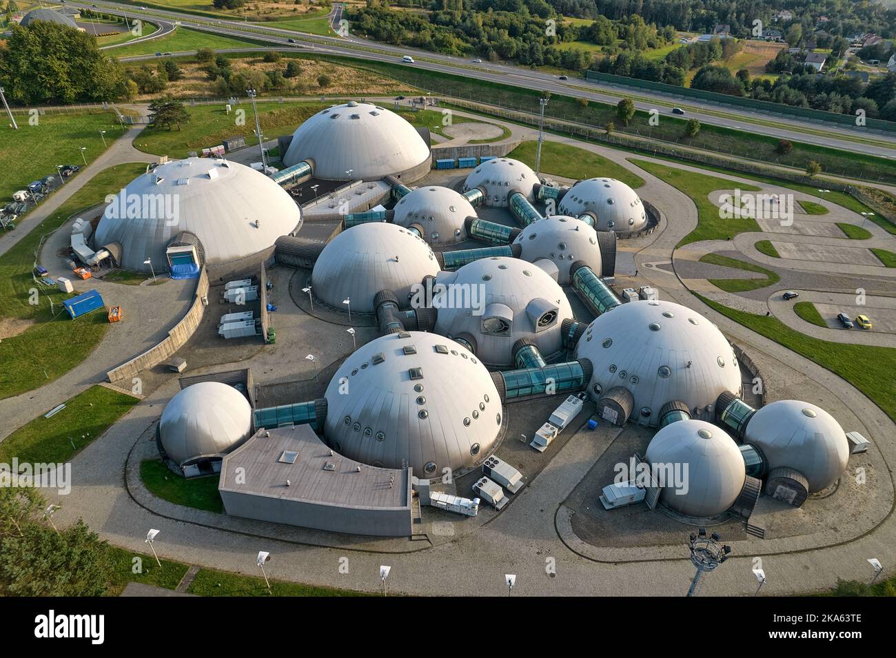 buildings connected by a web of Alvernia Studios film studio near ...