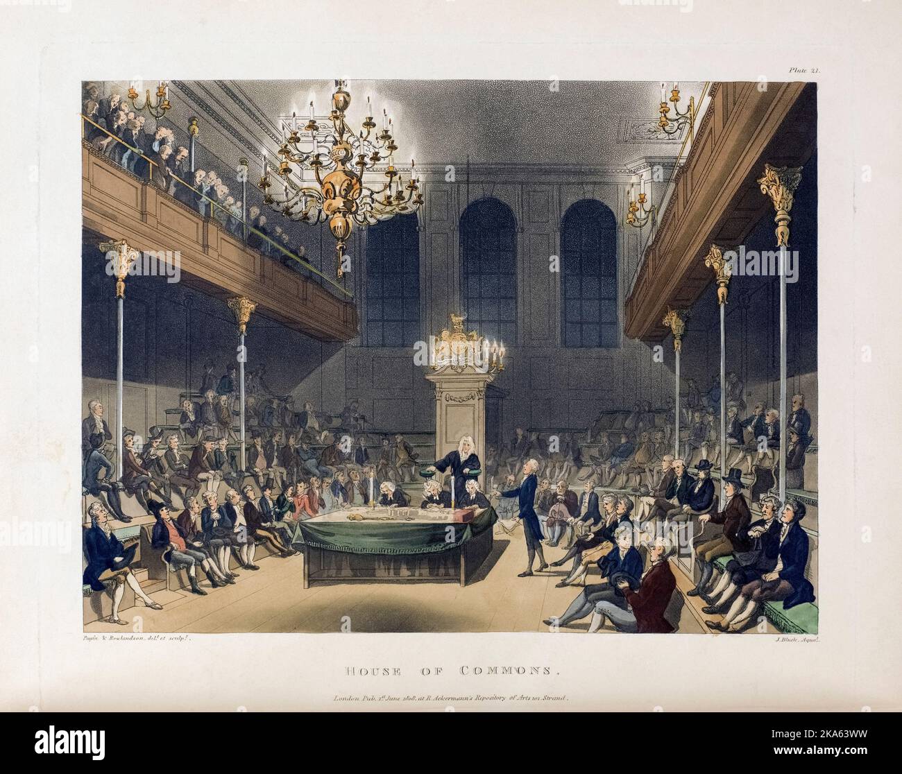 House of Commons. Circa 1808. After a work by August Pugin and Thomas ...