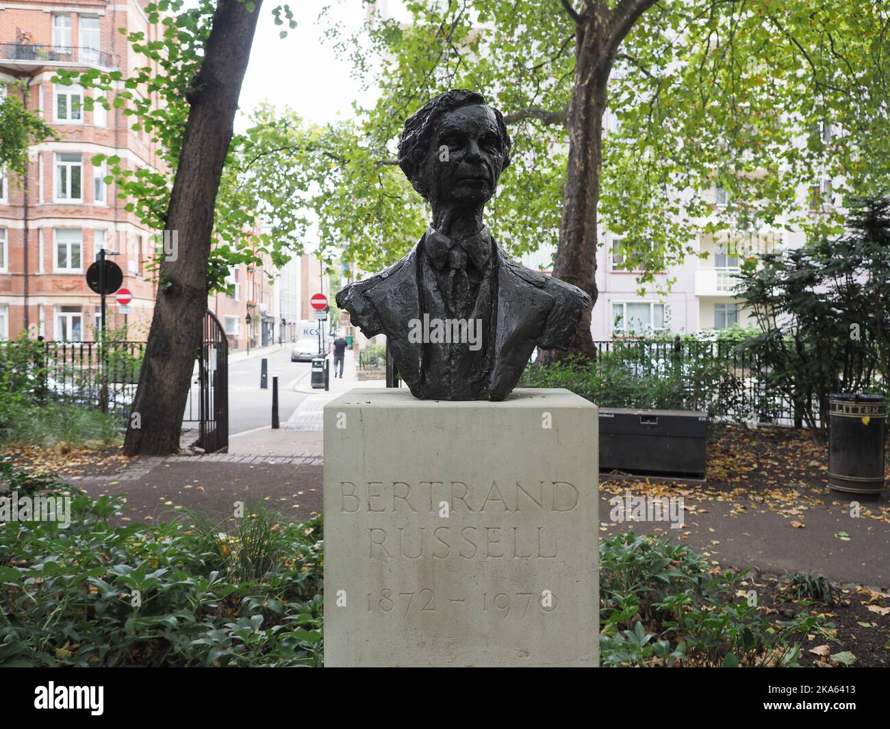 LONDON, UK - CIRCA OCTOBER 2022: Statue of British philosopher Bertrand ...