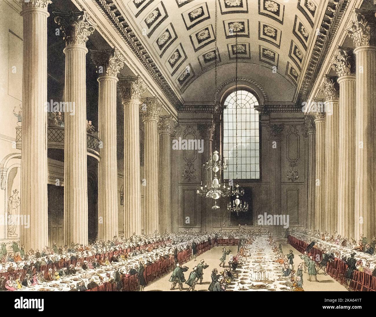 Egyptian Hall, Mansion House. Circa 1808. After a work by August Pugin ...