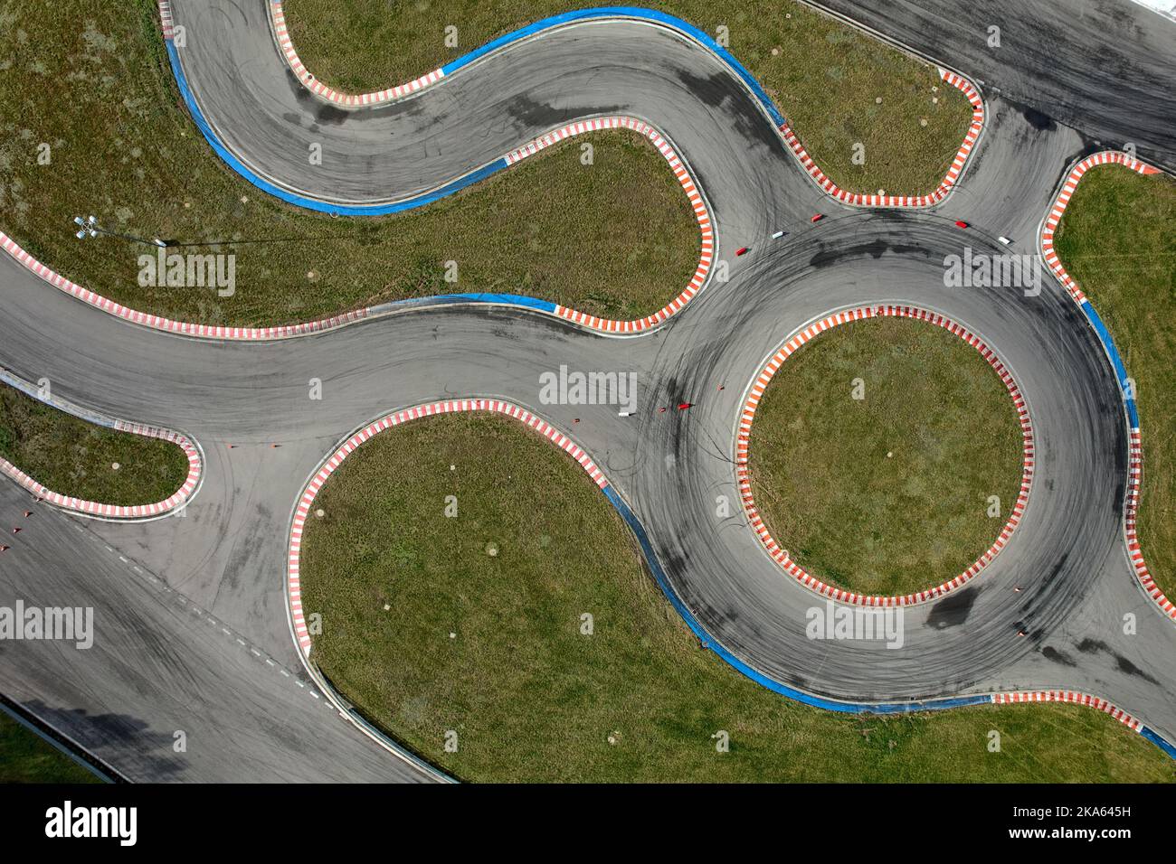 luxury cars racing track. Aerial photograph from drone Stock Photo - Alamy