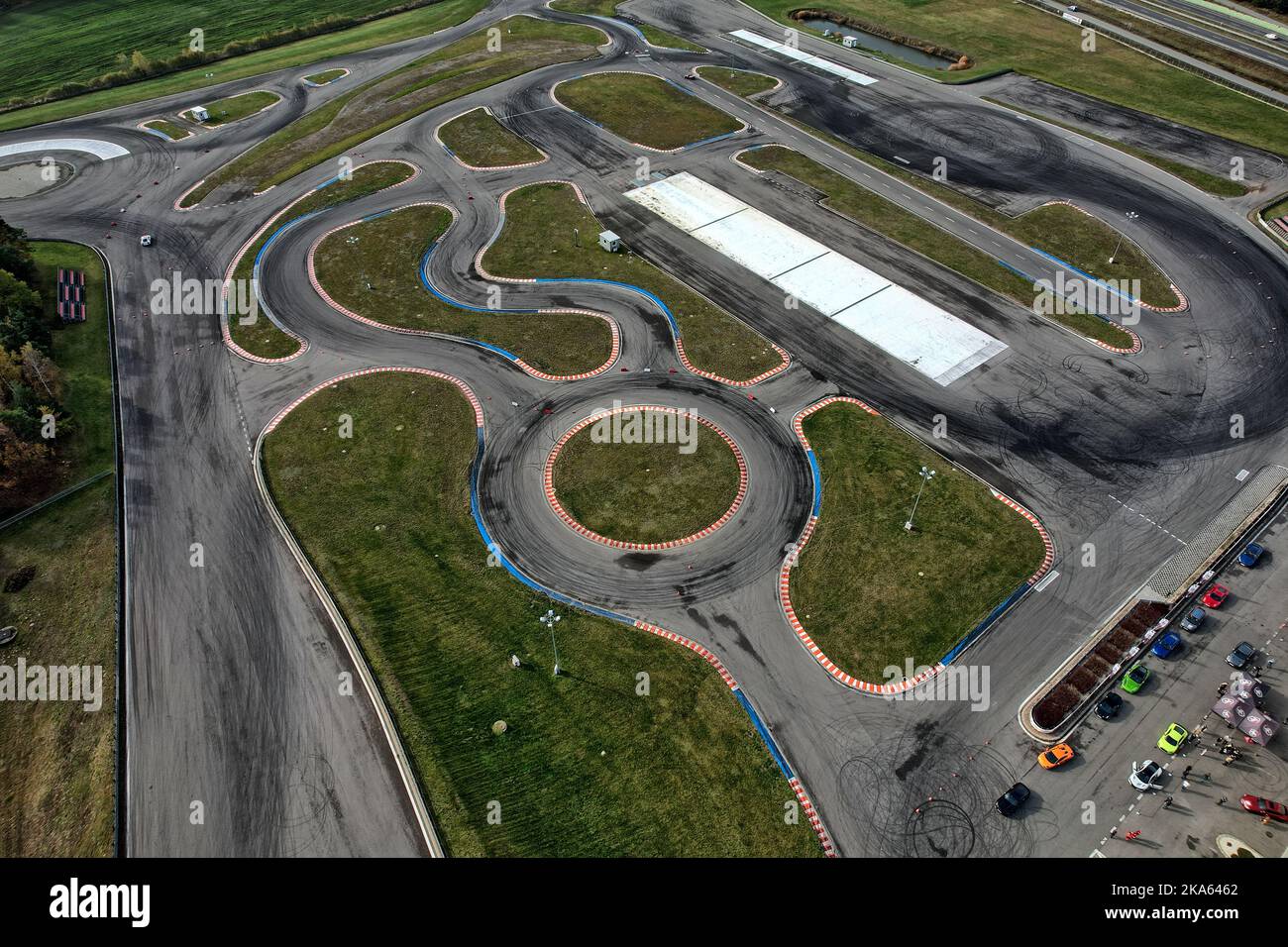 luxury cars racing track. Aerial photograph from drone Stock Photo - Alamy