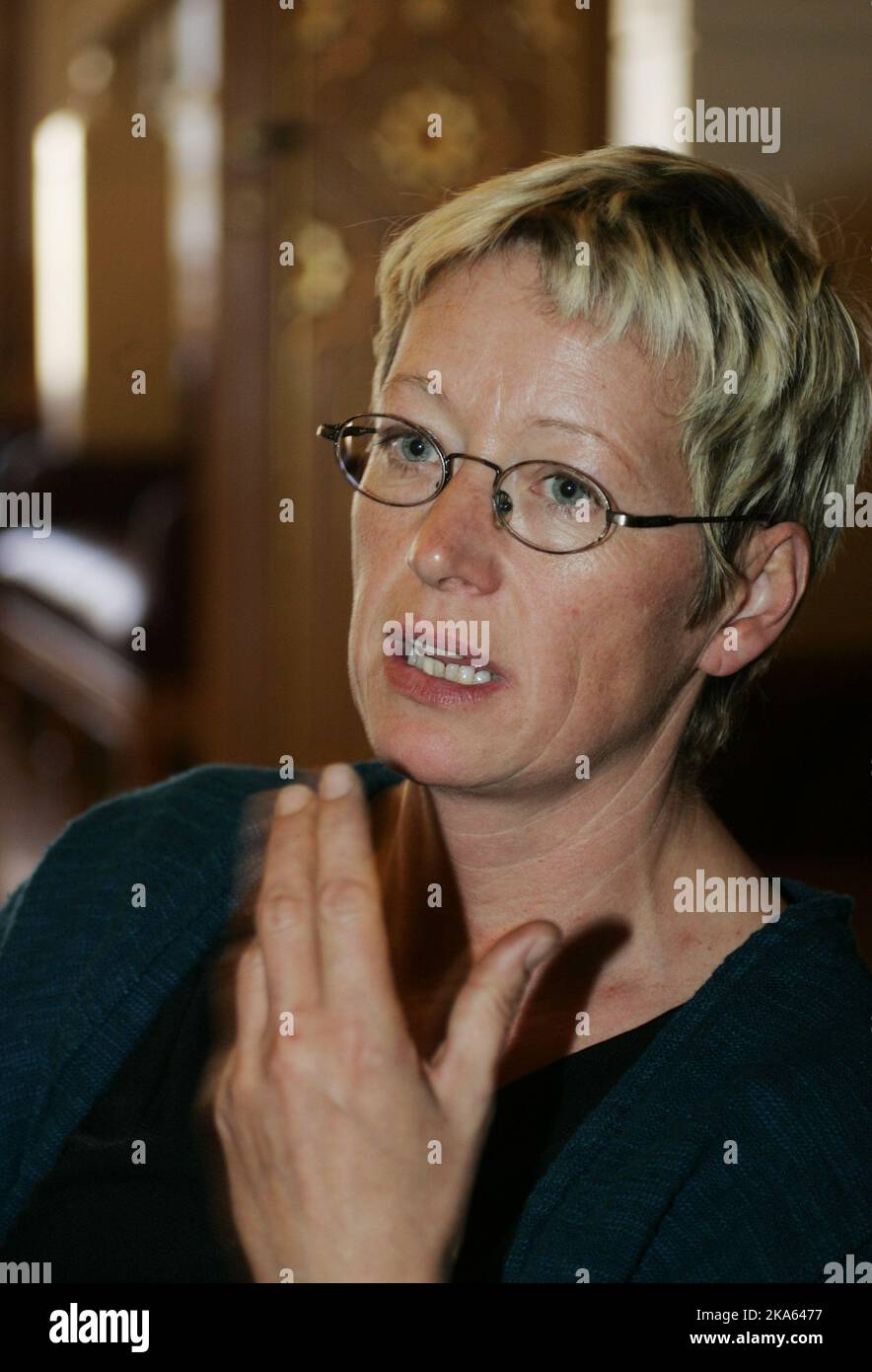 Marit Arnstad pictured here after question time in Parliament in Oslo ...