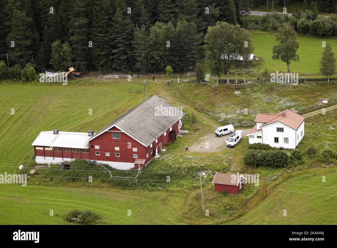 The farm rented by Anders Behring Breivik seen from the air Stock Photo ...