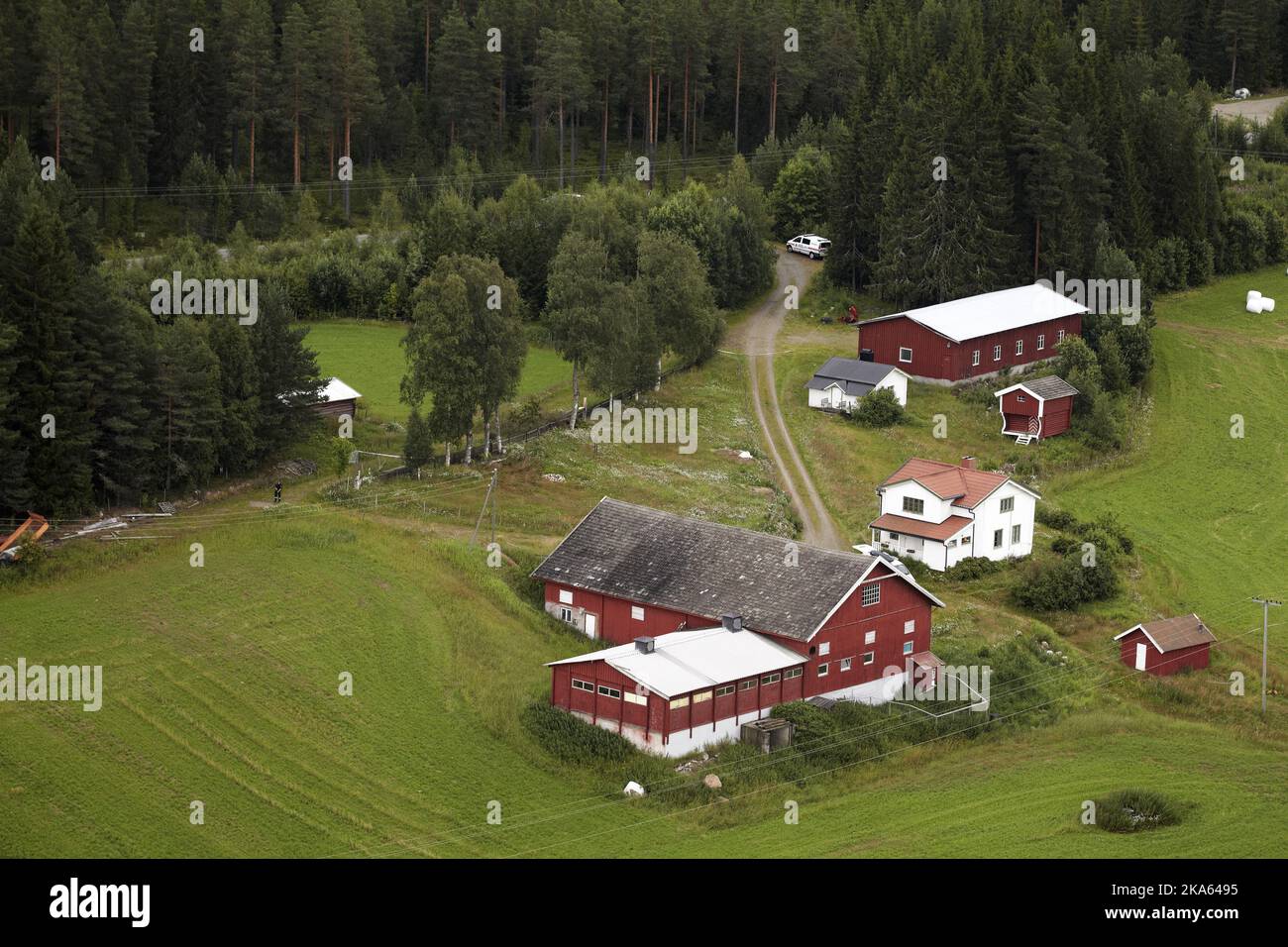 The farm rented by Anders Behring Breivik seen from the air Stock Photo ...