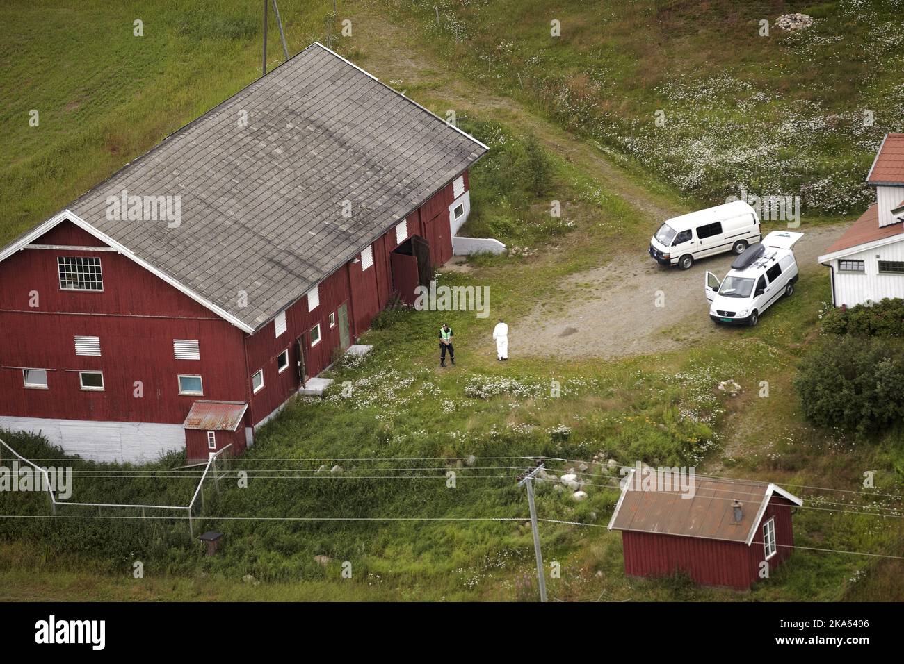 The farm rented by Anders Behring Breivik seen from the air Stock Photo ...