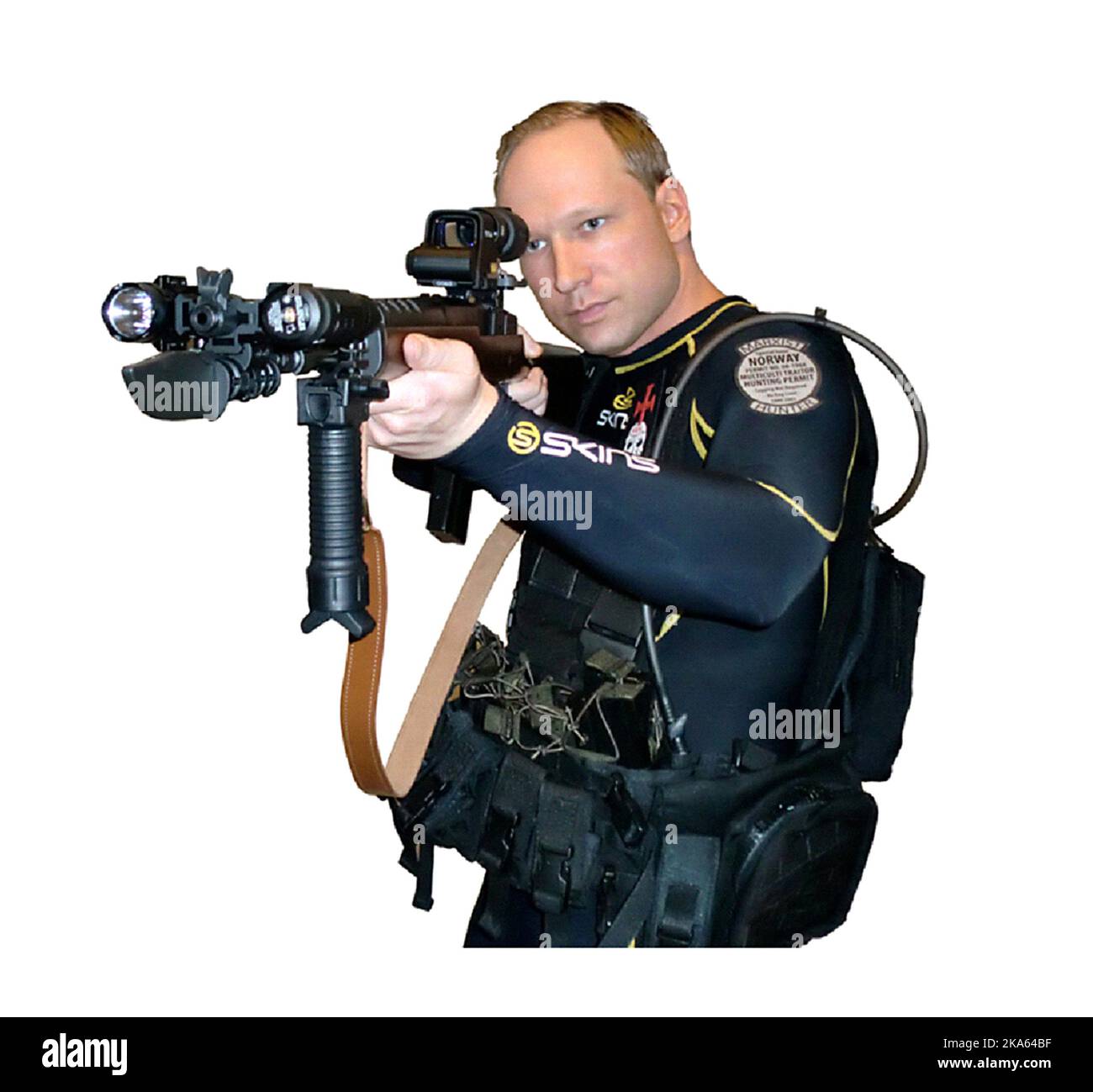 Anders Behring Breivik, arrested for the attacks in Norway, as he ...