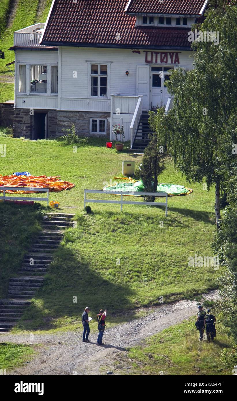 Utoya 2011-08-13. Under heavily armoured police guard Anders Behring ...