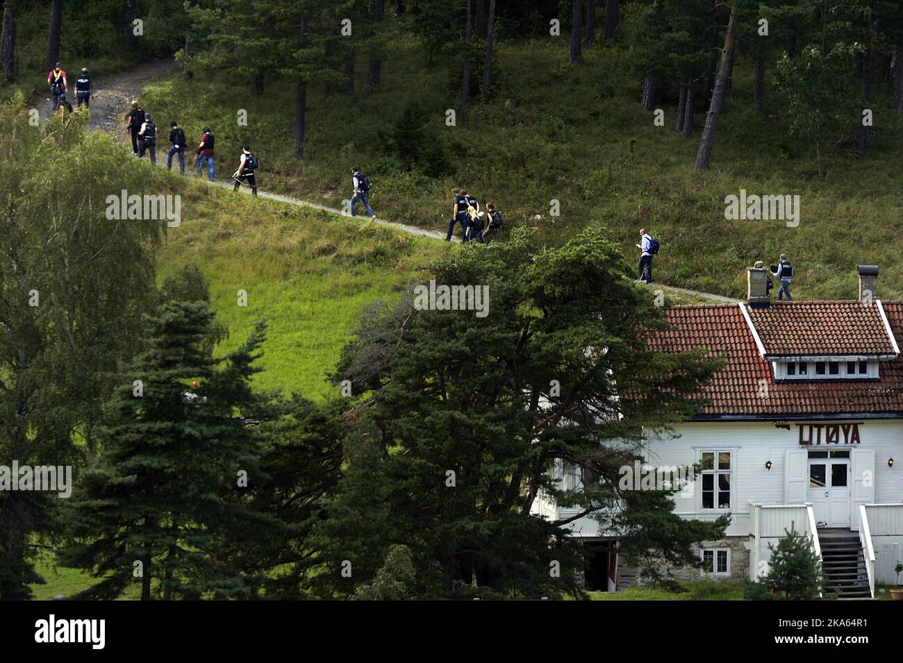 Utoya 2011-08-13. Under heavily armoured police guard Anders Behring ...