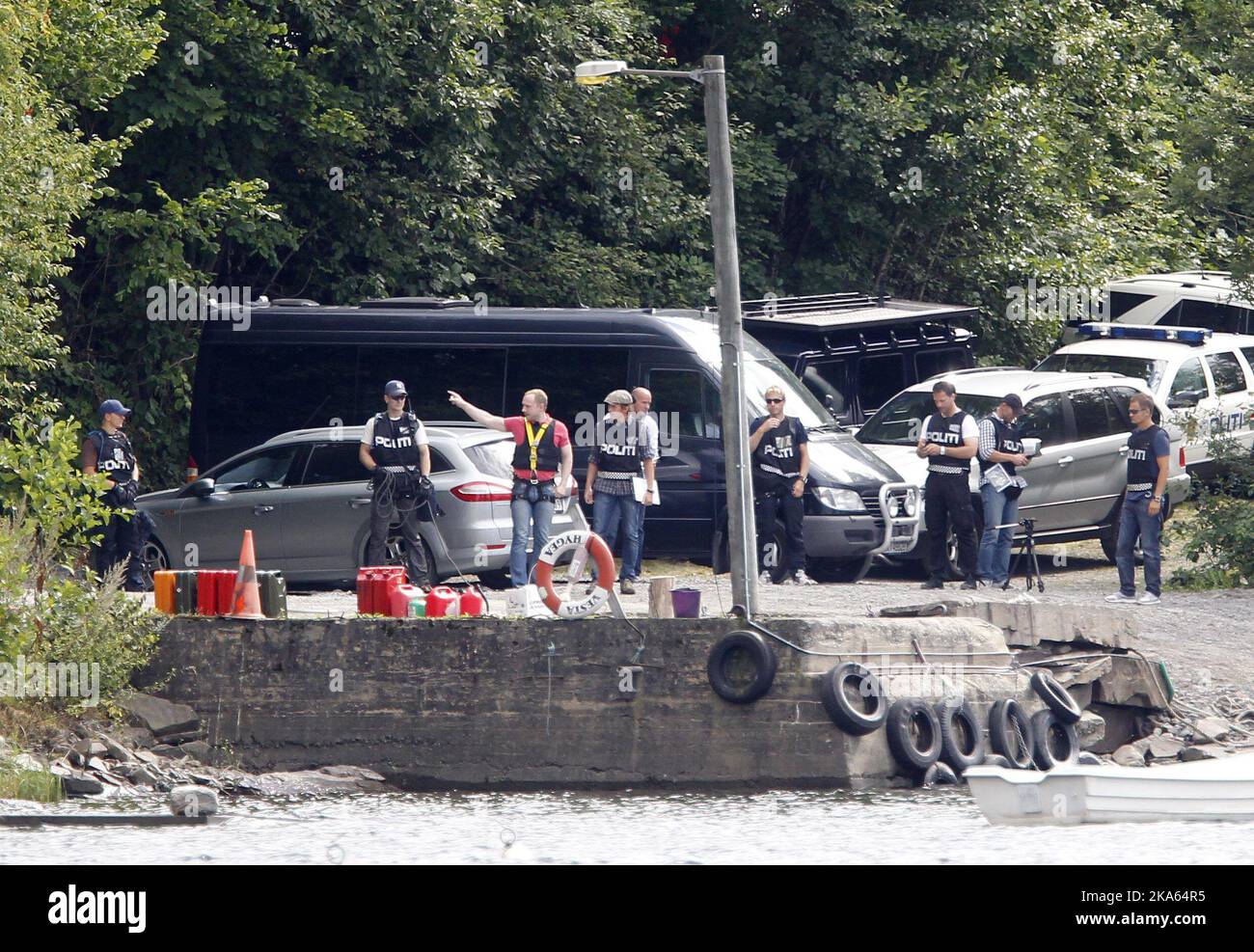 Utoya 2011-08-13. Under heavily armoured police guard Anders Behring ...
