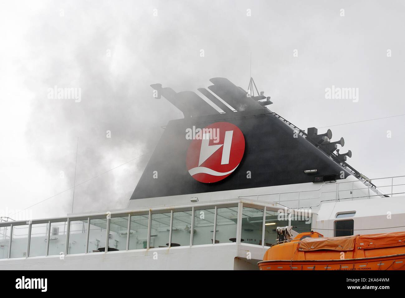Smoke bellows from the cruise ship MS Nordlys, shown at the dock in ...