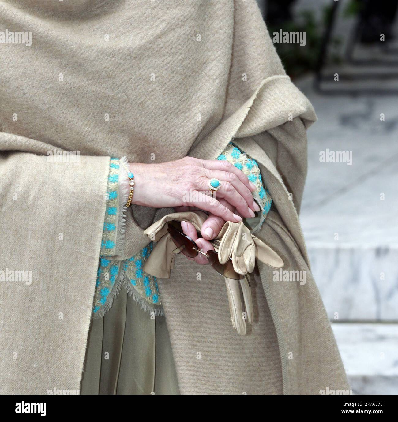 Norwegian Queen Sonja arrives at MoMA (Museum of Modern Art) in New ...