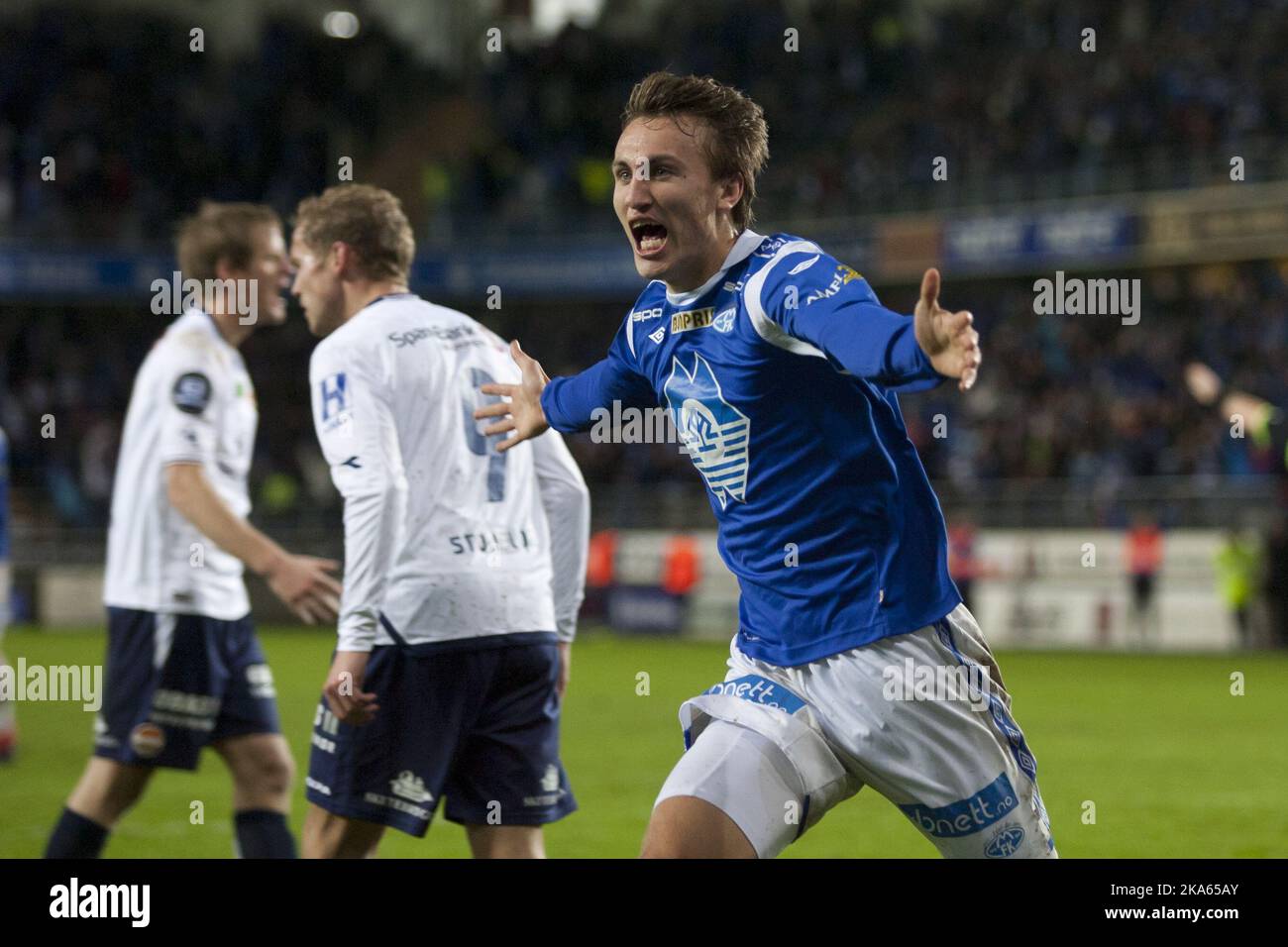 Molde Magnus Wollf Eikrem rejoices after scoring during their 2-1 ...