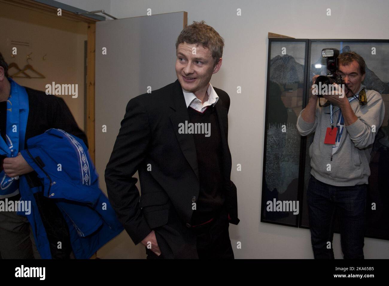 Molde manager Ole Gunnar Solskjaer coming out of the locker room after ...