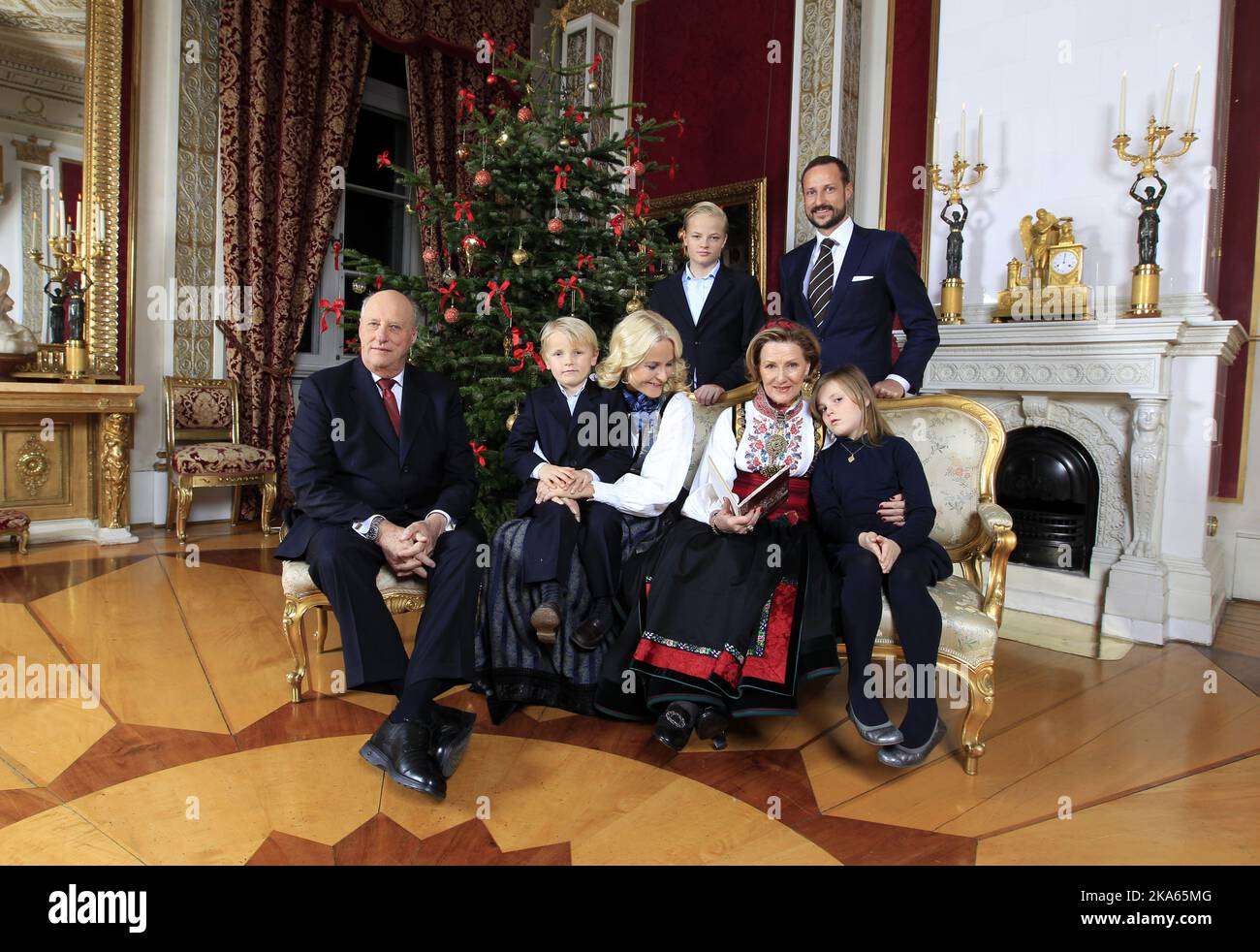 L-R King Harald, Prince Sverre Magnus, Crown Princess Mette-Marit ...