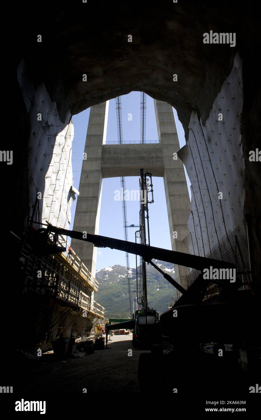 Construction underway of the Hardanger Suspension Bridge that will go ...