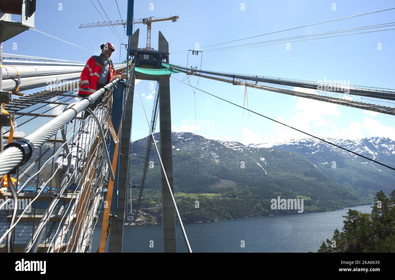 Construction underway of the Hardanger Suspension Bridge that will go ...