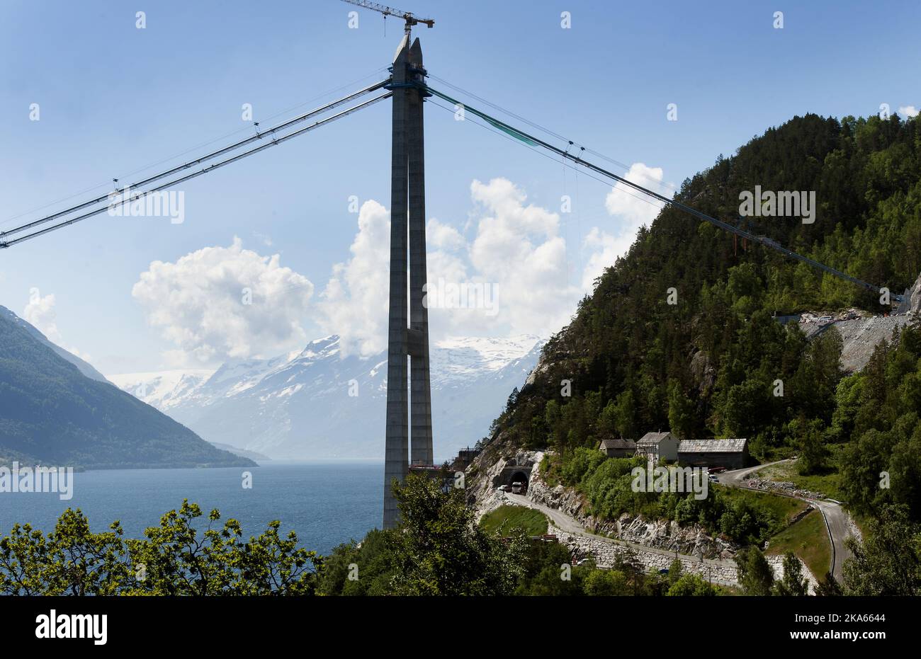 Construction underway of the Hardanger Suspension Bridge that will go ...
