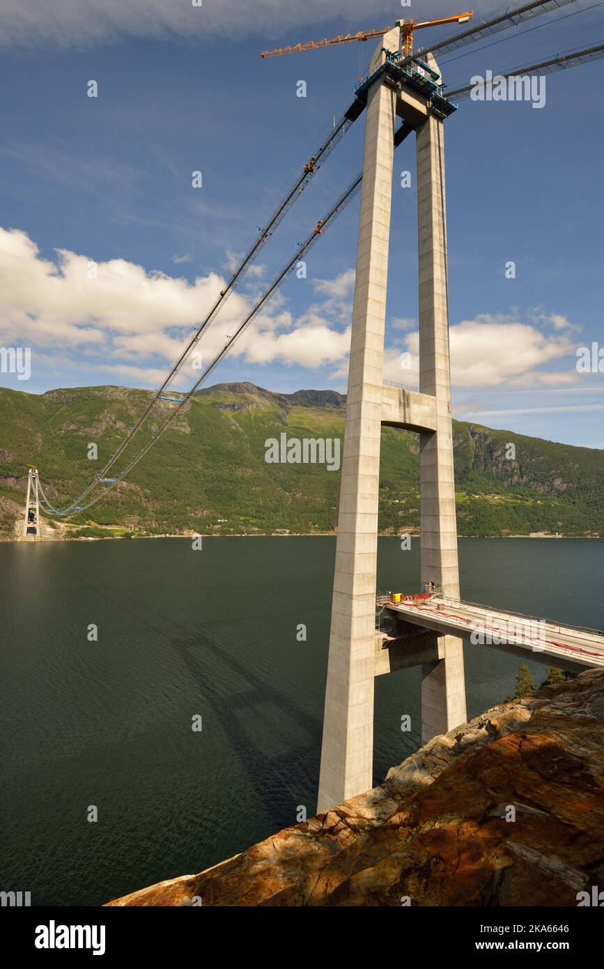 Construction underway of the Hardanger Suspension Bridge that will go ...