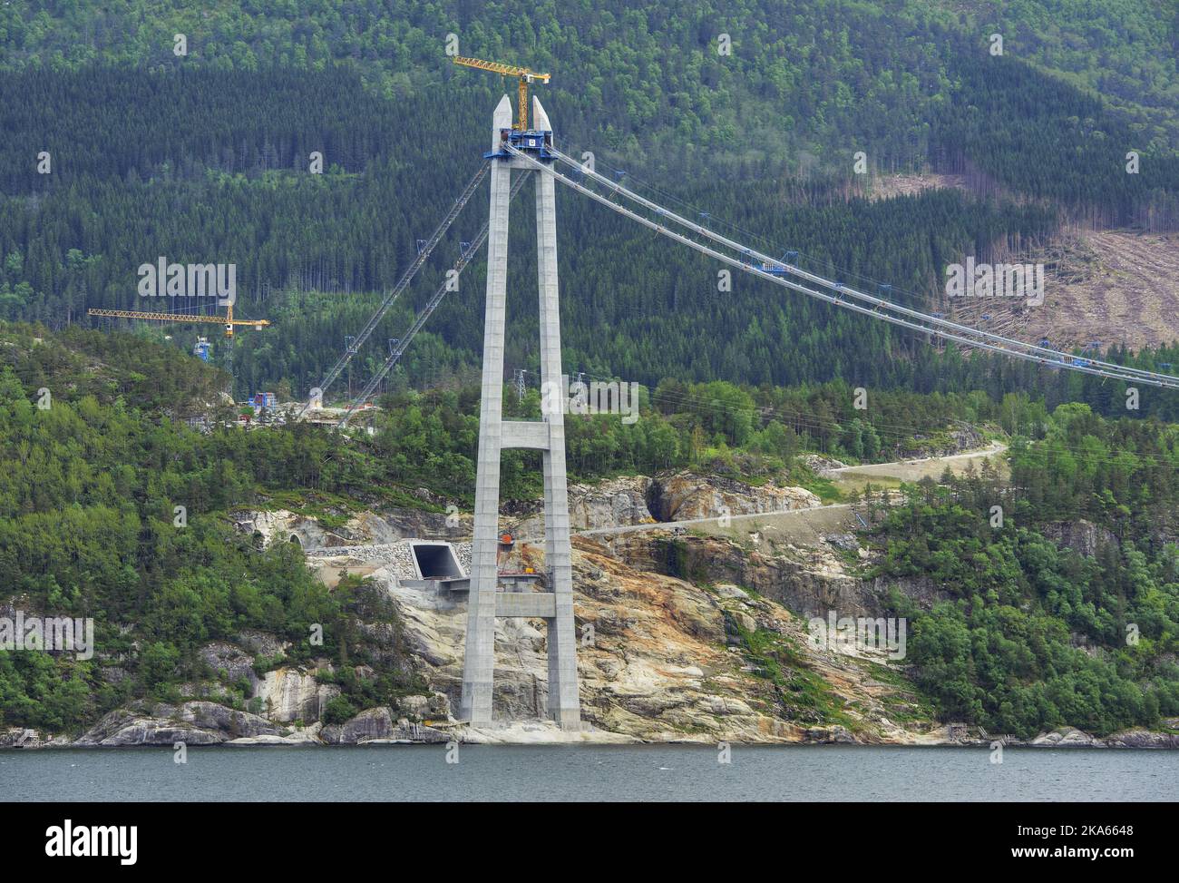 Construction underway of the Hardanger Suspension Bridge that will go ...