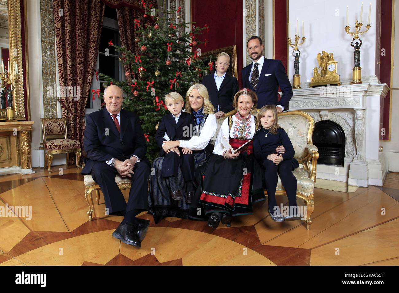 L-R King Harald, Prince Sverre Magnus, Crown Princess Mette-Marit ...