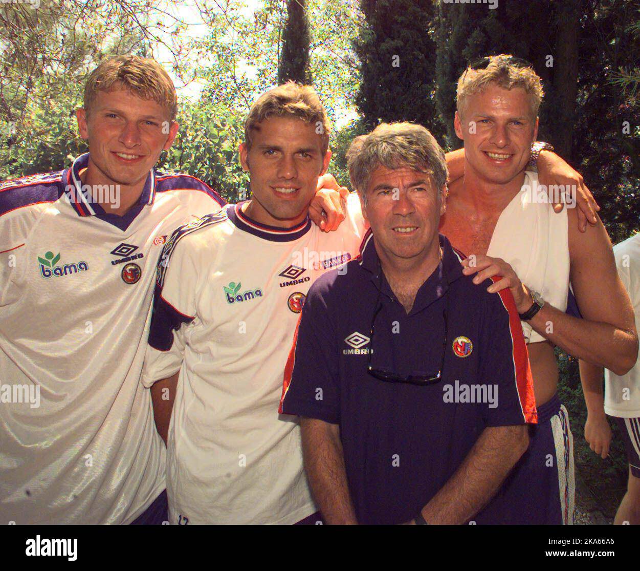 From left Tore Andre Flo, Havard Flo, Egil Olsen sports coaches and Jostein Flo. (Photo Sigurd ...