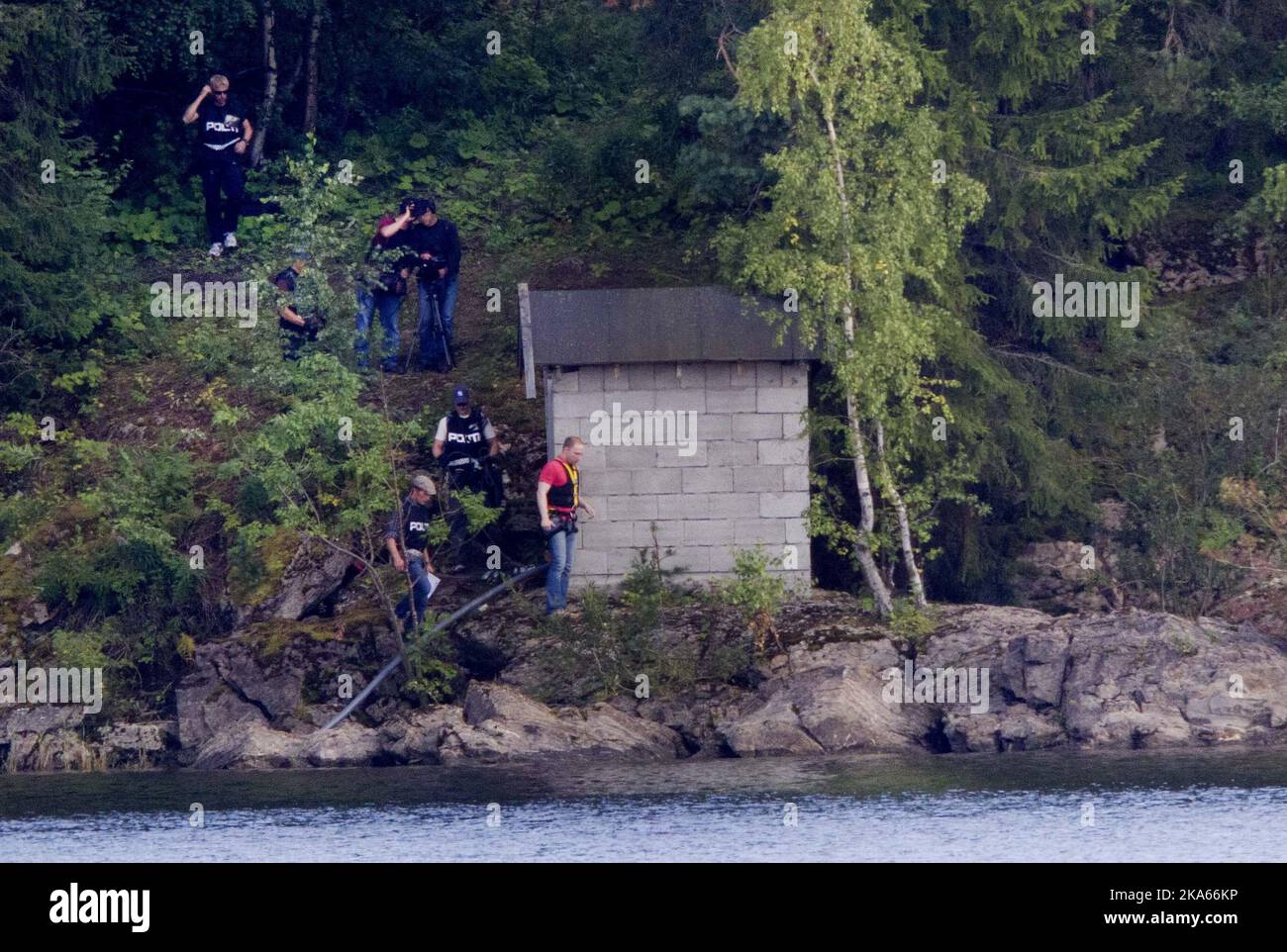 Utoya 2011-08-13. Under heavily armoured police guard Anders Behring ...