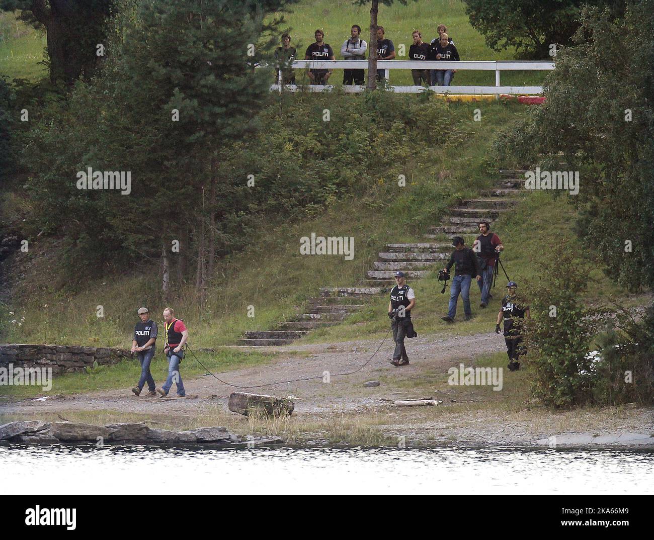 Utoya 2011-08-13. Under heavily armoured police guard Anders Behring ...