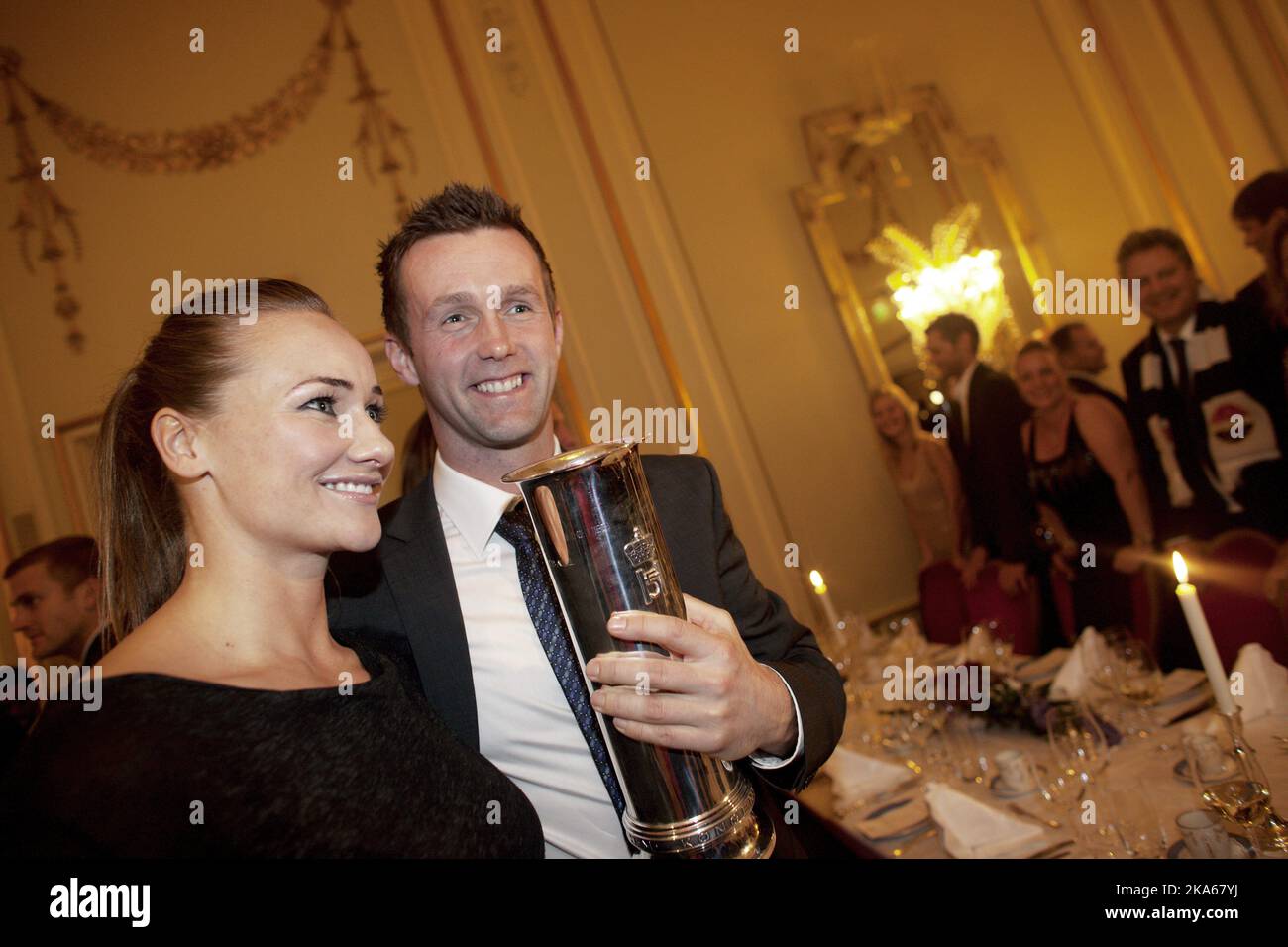 Stromsgodset coach Ronny Deila and partner Stock Photo - Alamy