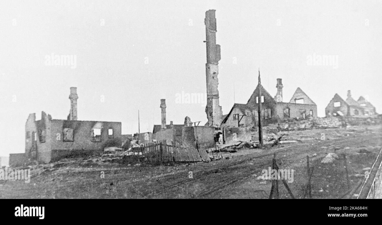 WW2 - Norway. Liberation of Finnmark. Ruins after the German schorched ...