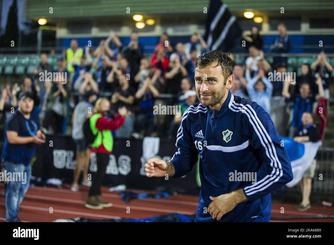 Stabaek's Magne Hoseth is hailed by support after league match of the ...
