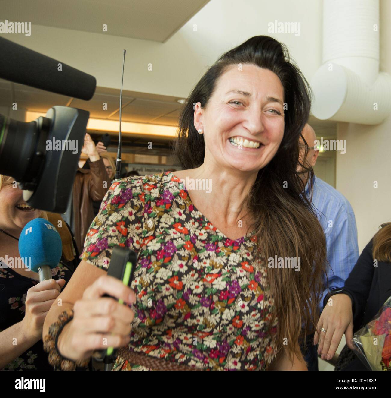 Trondheim 20141006: May-Britt Moser arrives at the celebration party in ...