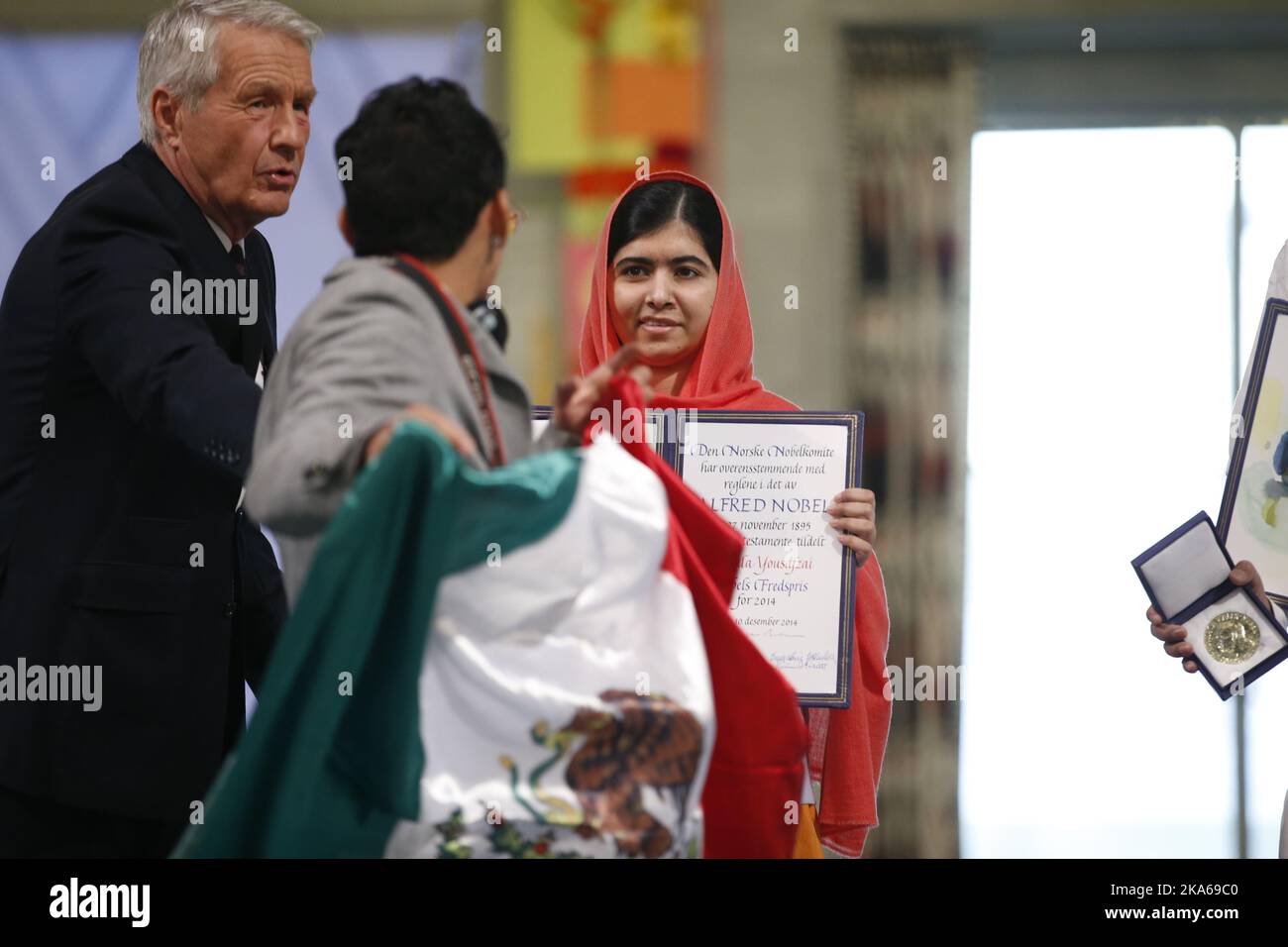 OSLO 20141210. The Nobel Peace Prize 2014. A young man with a Mexican ...