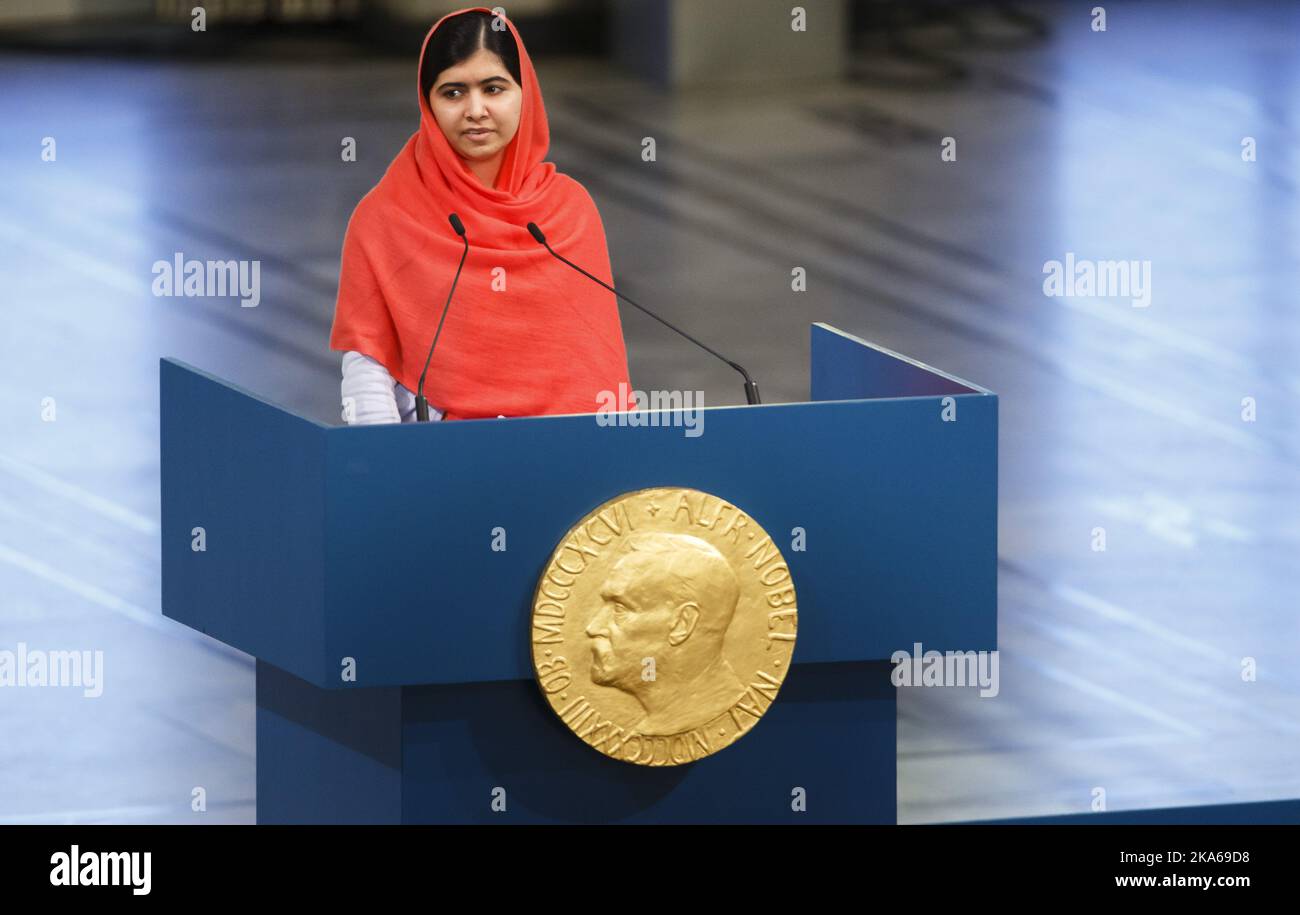 Malala yousafzai delivers her speech hi-res stock photography and ...