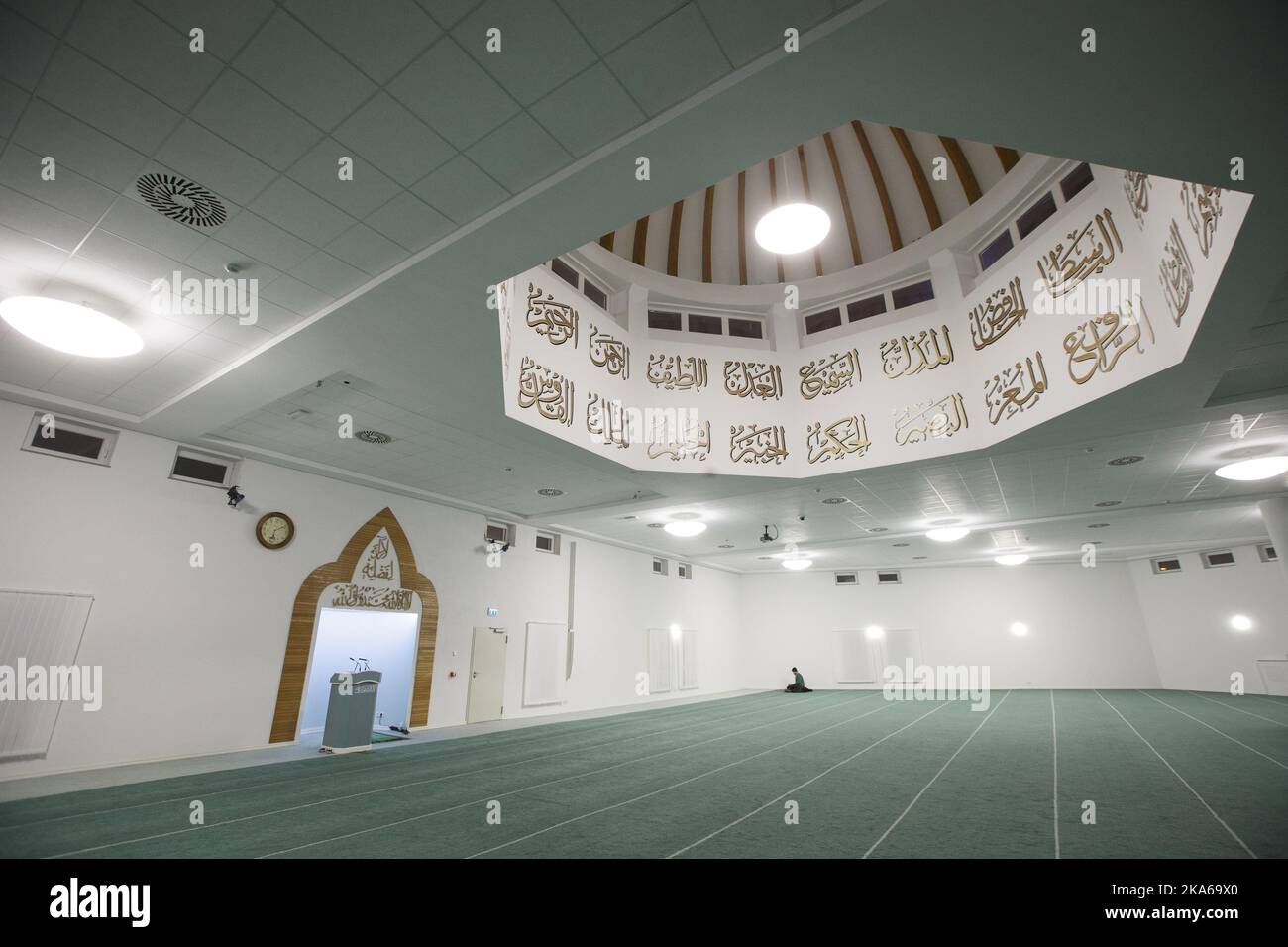 OSLO, Norway 20150120. A man prays in Baitun Nasr mosque in Furuset. It ...