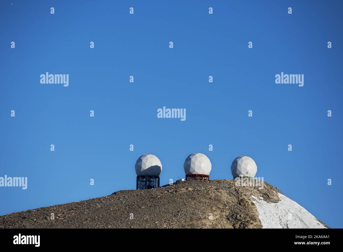 Troll, Antarctica 20150210. KSAT's antennas are in the mountain around ...
