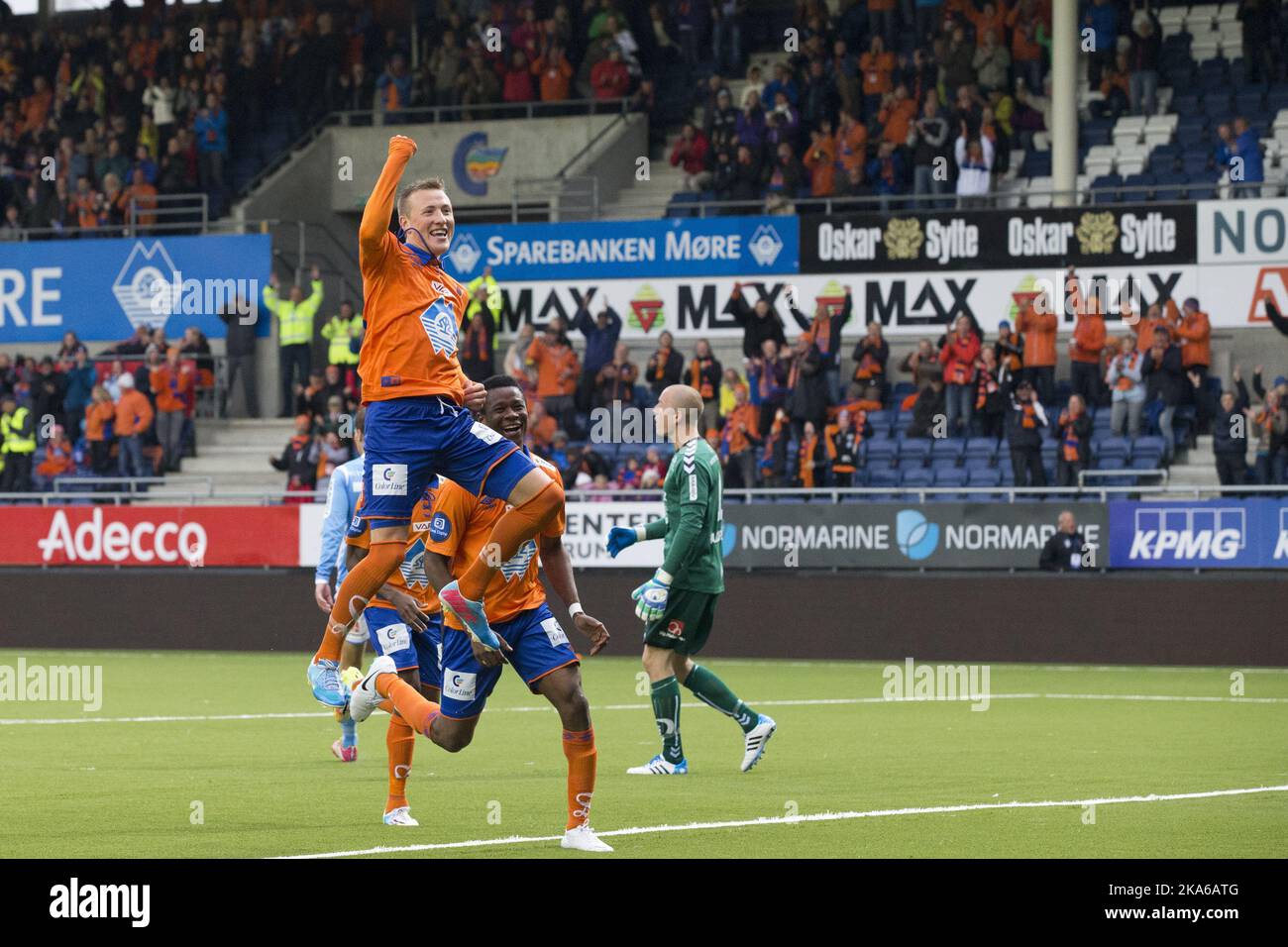 Aalesund's Fredrik Ulvestad celebrates 2-0 in league match between AaFK ...